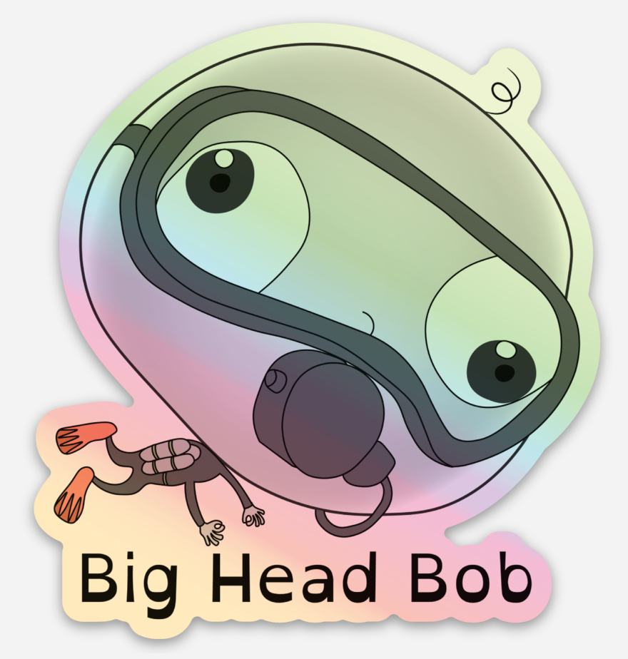 SCUBA Bob Holographic Sticker – Big Head Bob